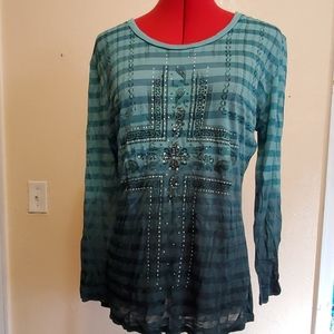 Reba | Tops | Reba Long Sleeve Rhinestone Top | Poshmark